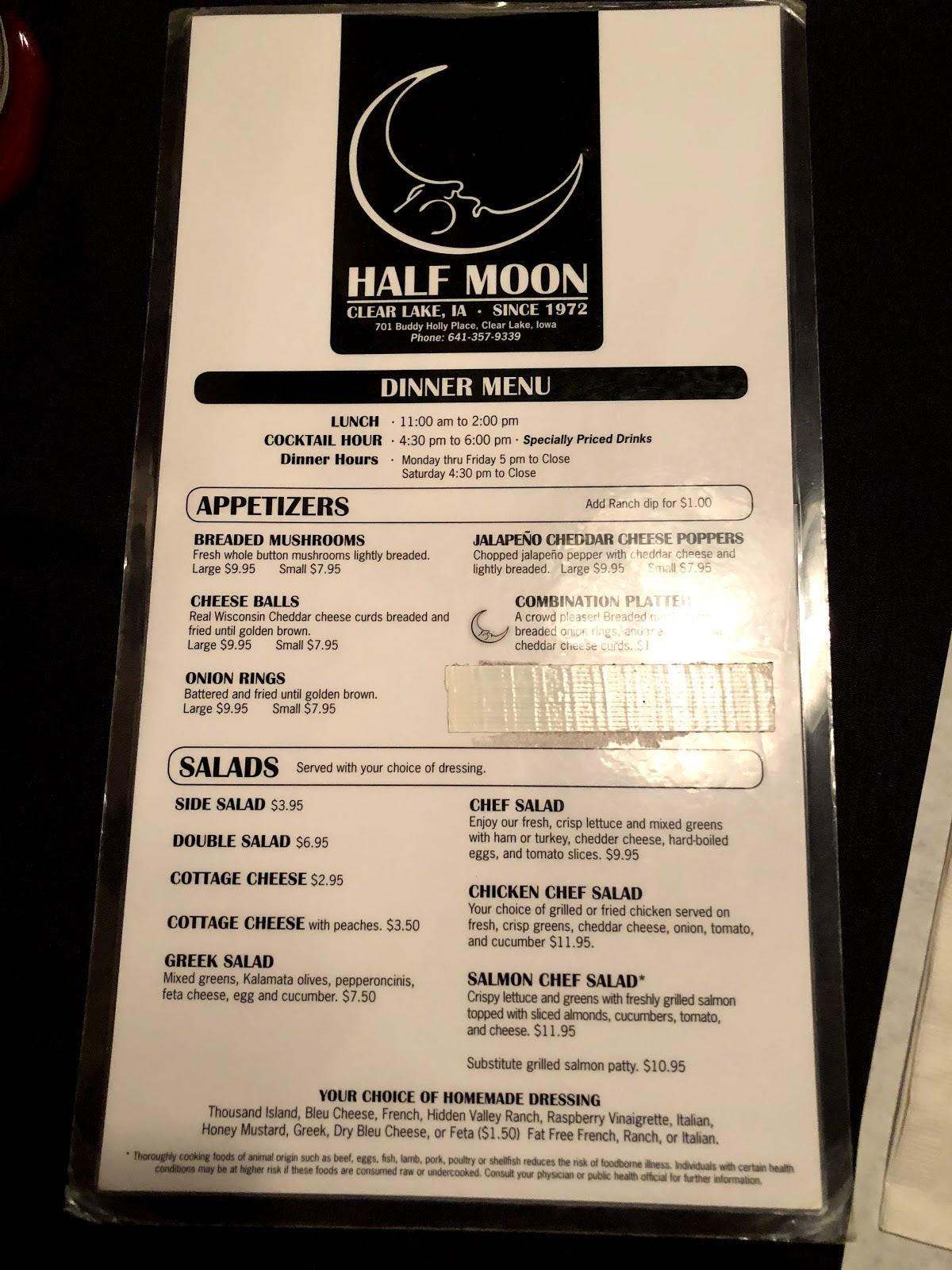 Menu At Half Moon Inn Restaurant Clear Lake Menu At Half Moon Inn Restaurant Clear Lake