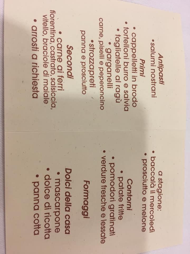 Menu at La Cartiera restaurant, Italy