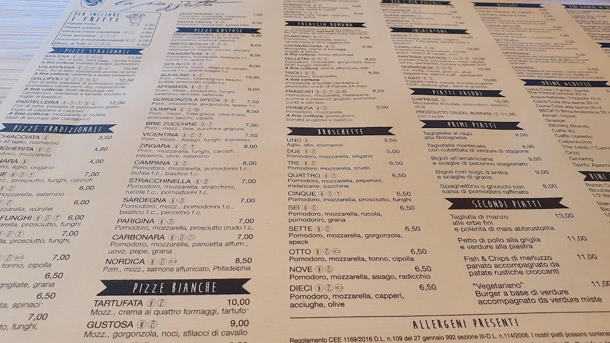 Menu da Pizzeria La Piazzetta, Altavilla Vicentina