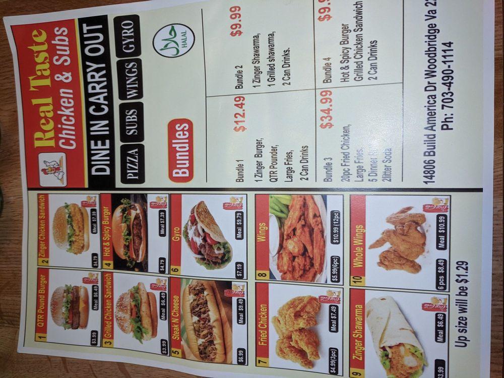 Menu at REAL TASTE CHICKEN & SUBS pizzeria, Woodbridge