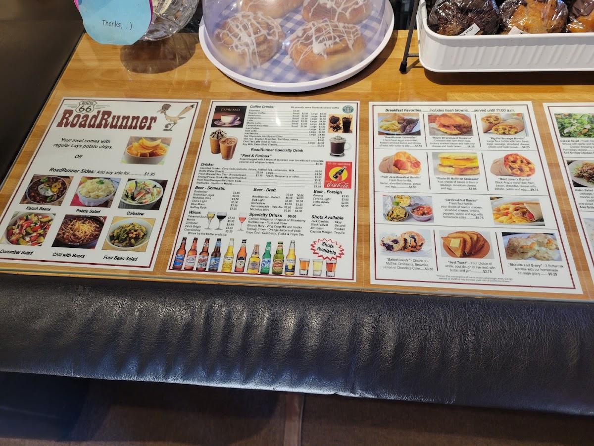 Menu at Route 66 RoadRunner cafe, Seligman