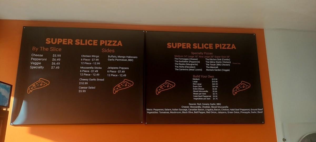 Menu at Super Slice Pizza pizzeria, El Cerrito