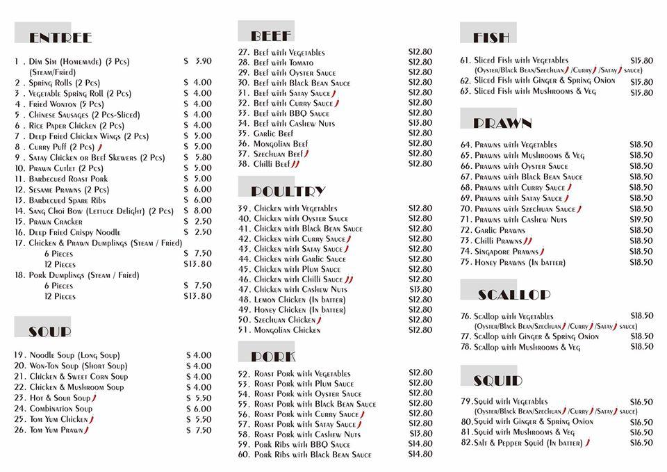 Menu at Wang Wang Dumpling Diamond Creek restaurant, Diamond Creek