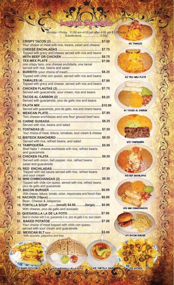 Menu at Guadalajara Grill restaurant, Angleton
