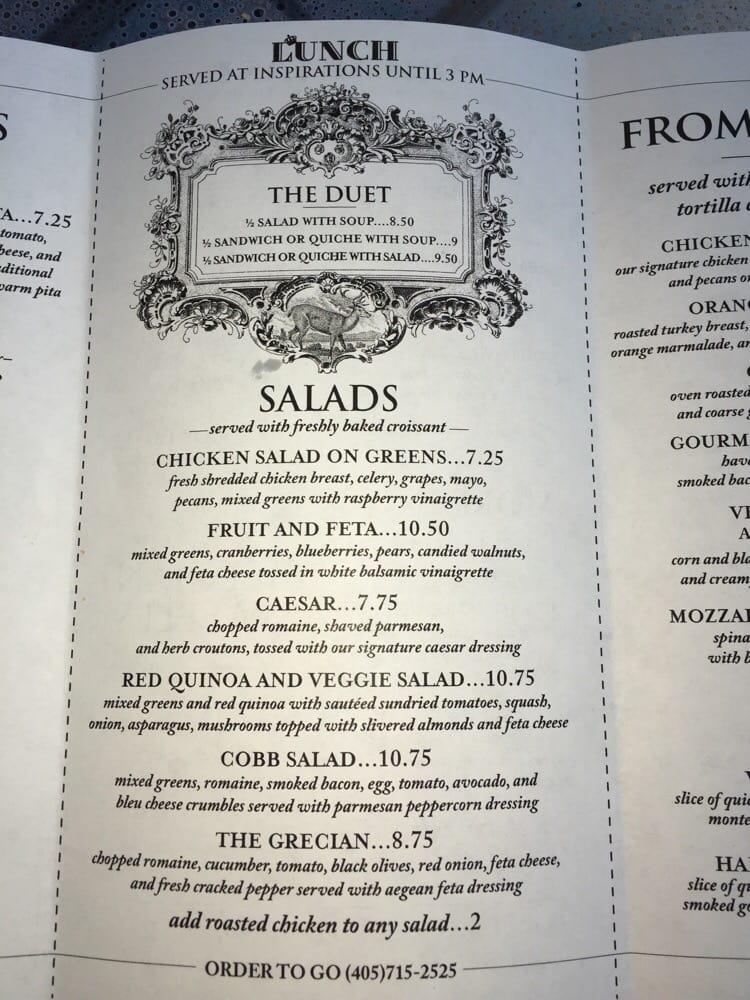 Menu at Inspirations Tea Room, Eatery, & Events restaurant, Edmond