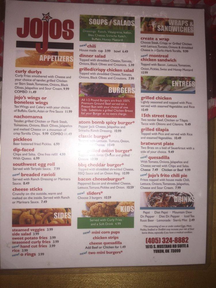 Menu at Jojos Bar & Grill, Yukon