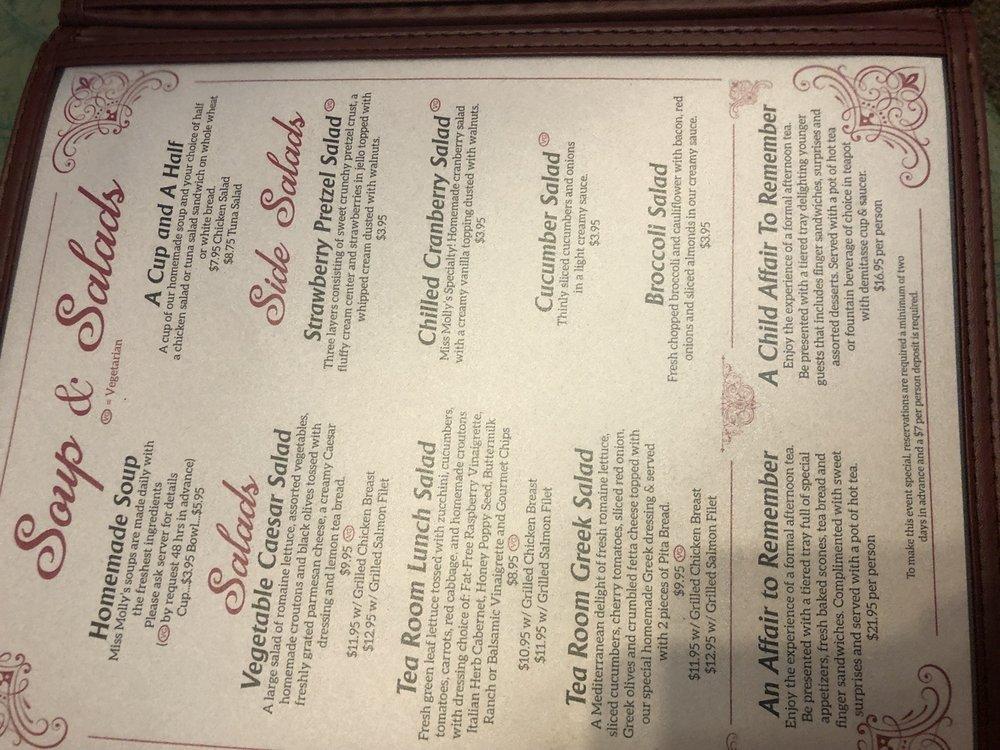 Menu at Miss Molly's Tea Room and Gift Shop restaurant, Medina
