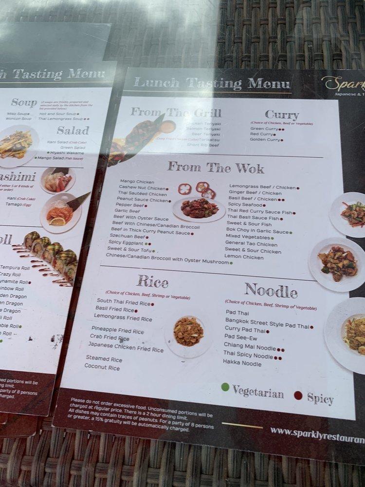 Menu at SPARKLY Japanese & Thai restaurant, Vaughan