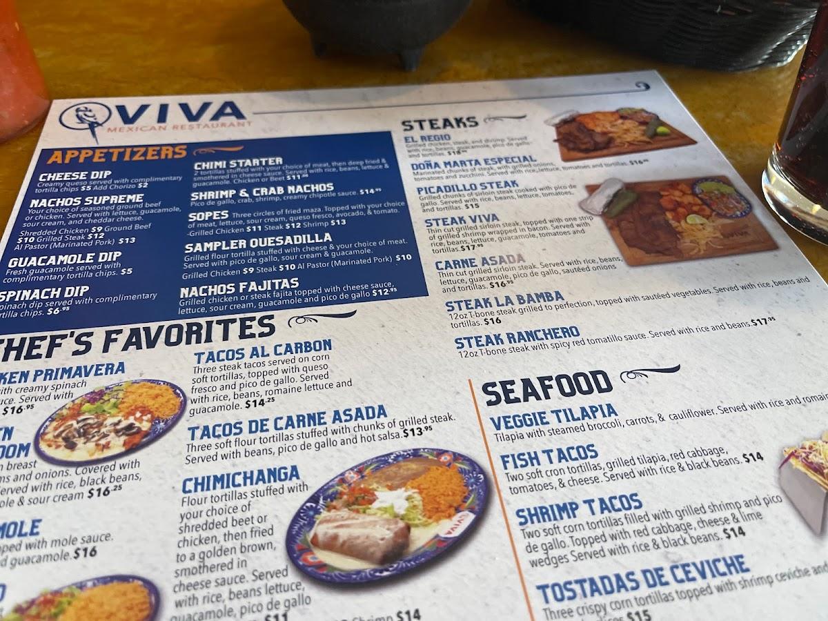 Menu at Viva Mexican Restaurant, Des Moines, Grand Ave