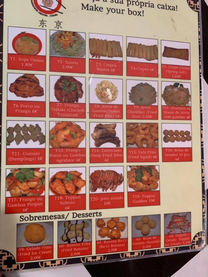 Carta del restaurante Dong Jing, Odeceixe