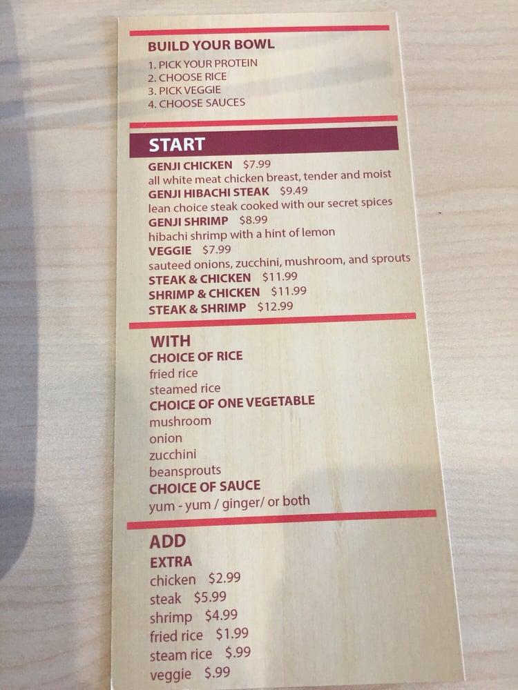 Menu at GENJIGO steakhouse, Gahanna, 321 S Hamilton Rd