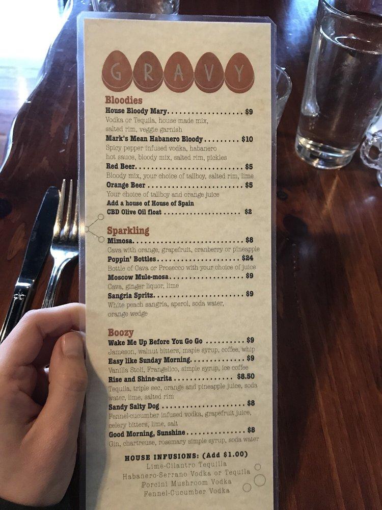 Menu at Gravy restaurant, Portland, NE Sandy Blvd