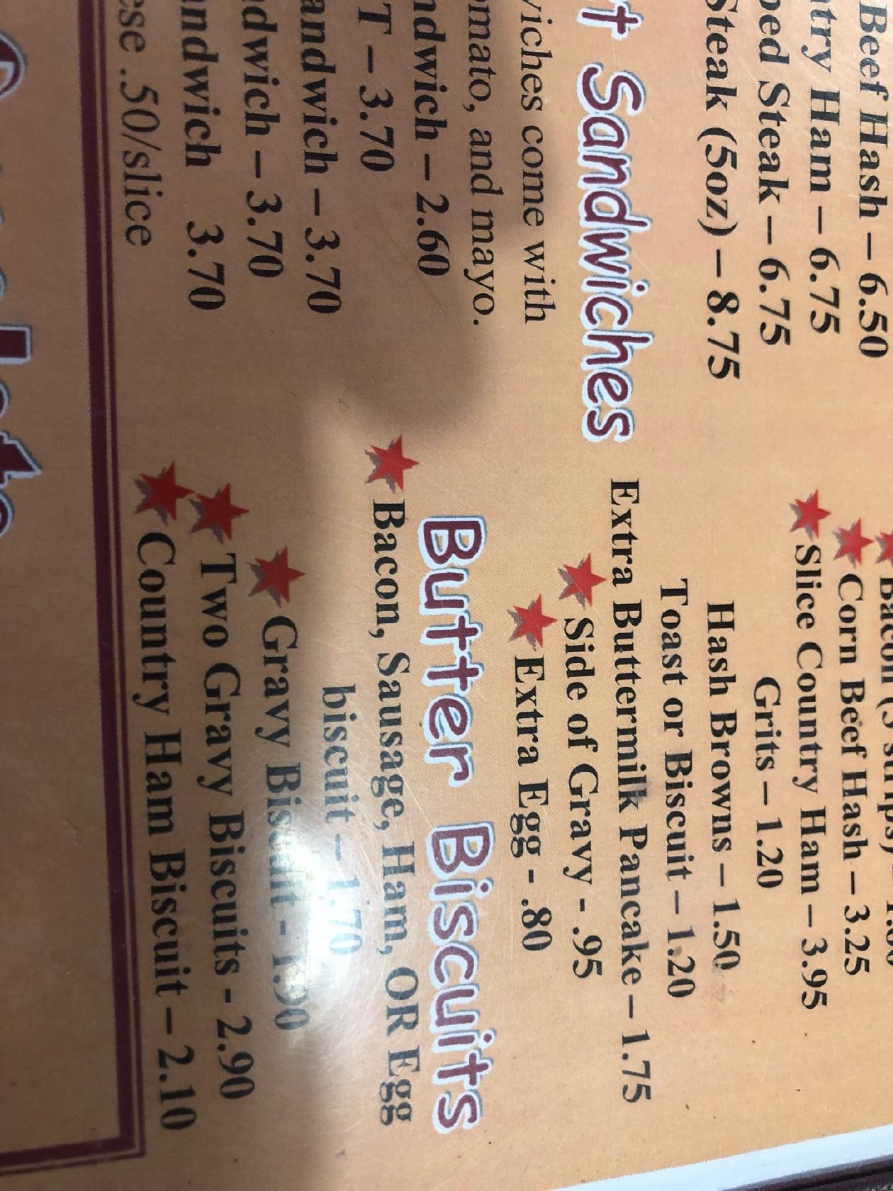 Menu at Gus's Streetside Cafe, Greenville