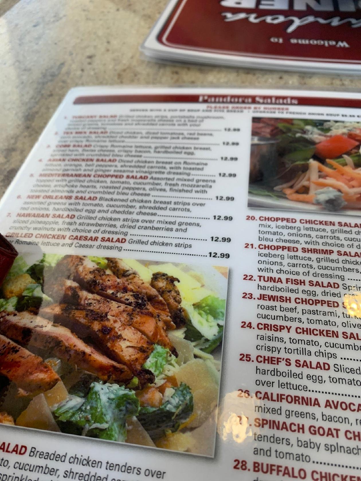 Menu at Pandora Diner restaurant, Eastampton Township