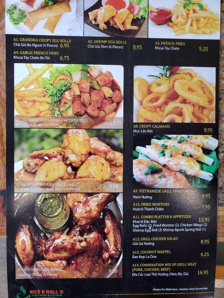 Menu at Pho Rice & Roll'd restaurant, Tracy