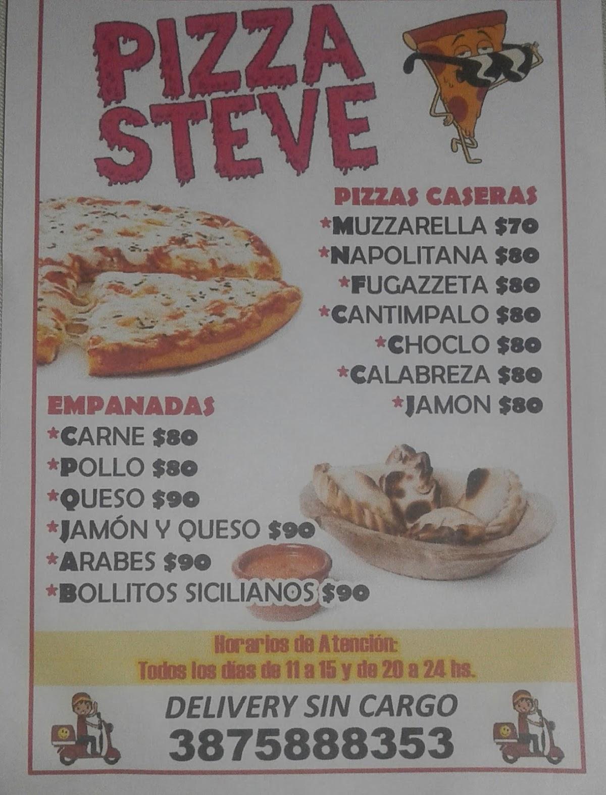 Menu at Pizza Steve restaurant, Salta
