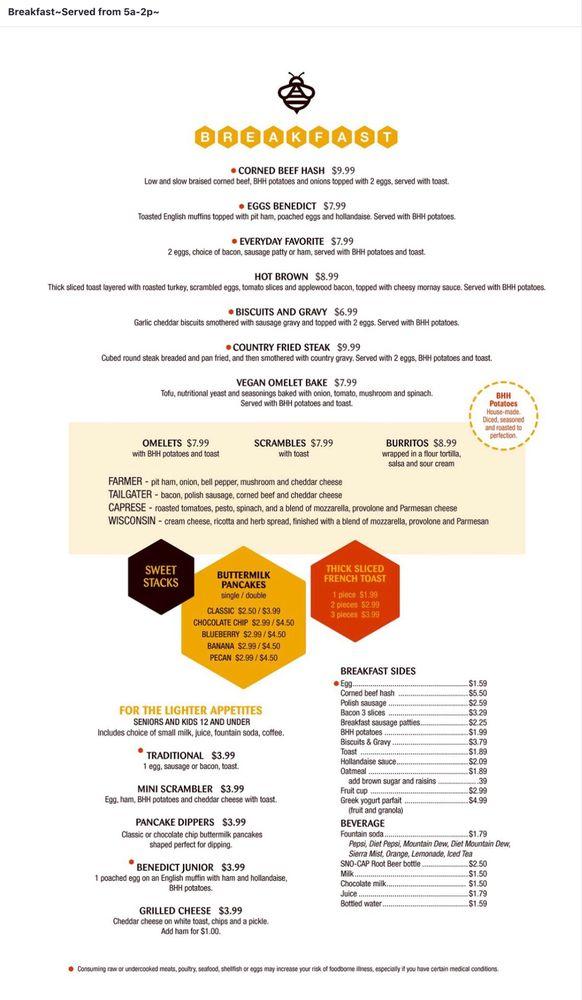 Menu at Black Honey Hashery pub & bar, De Pere