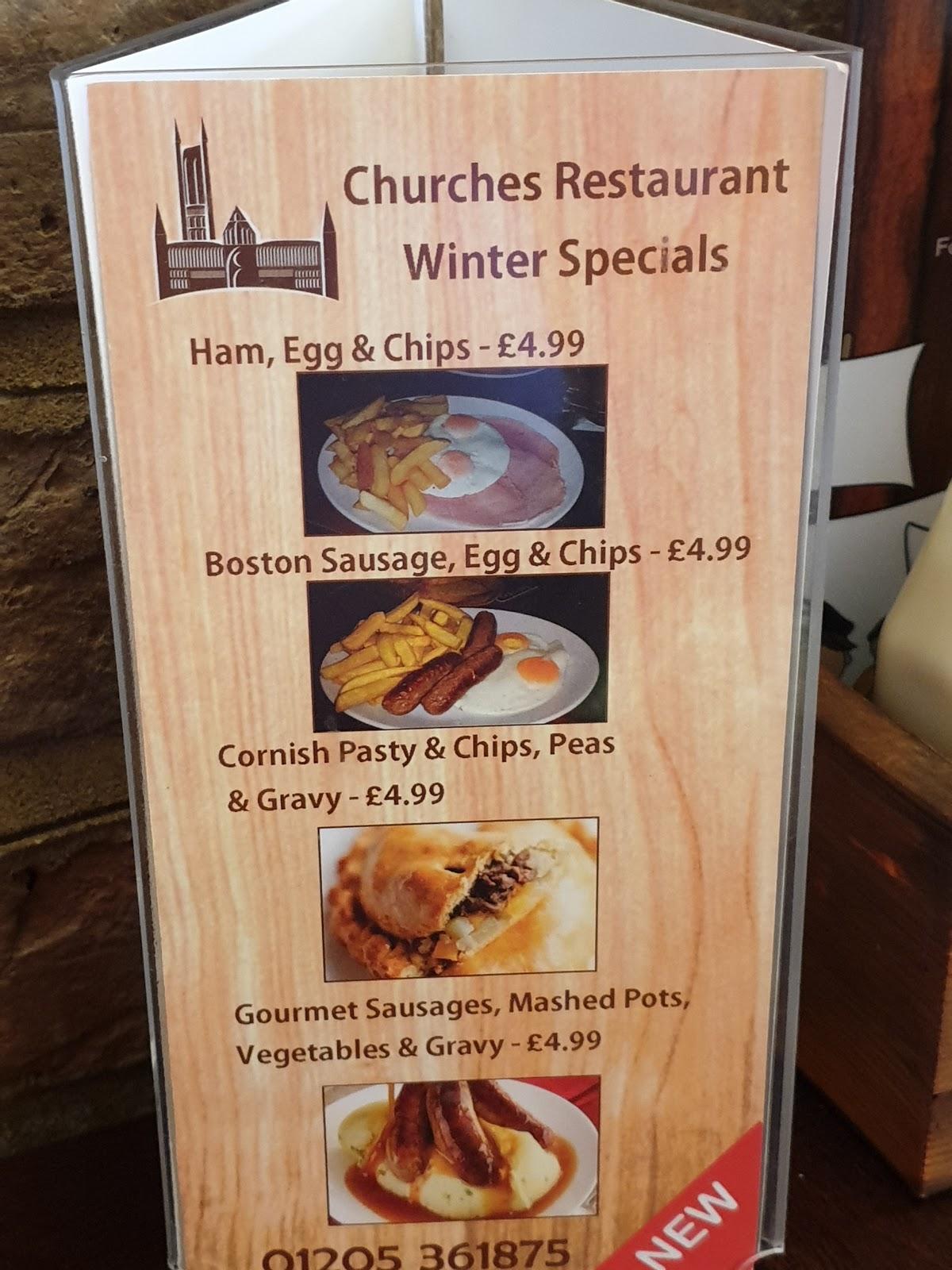 Menu at Churches Restaurant, Boston