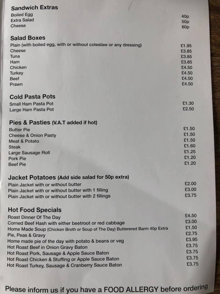 Menu at Delichix cafe, Preston