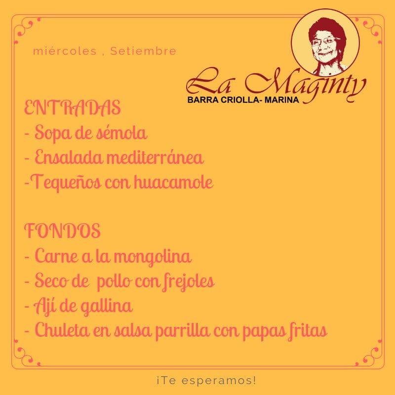 Carta de La Maginty - Barra Criolla Marina Lima, Lince