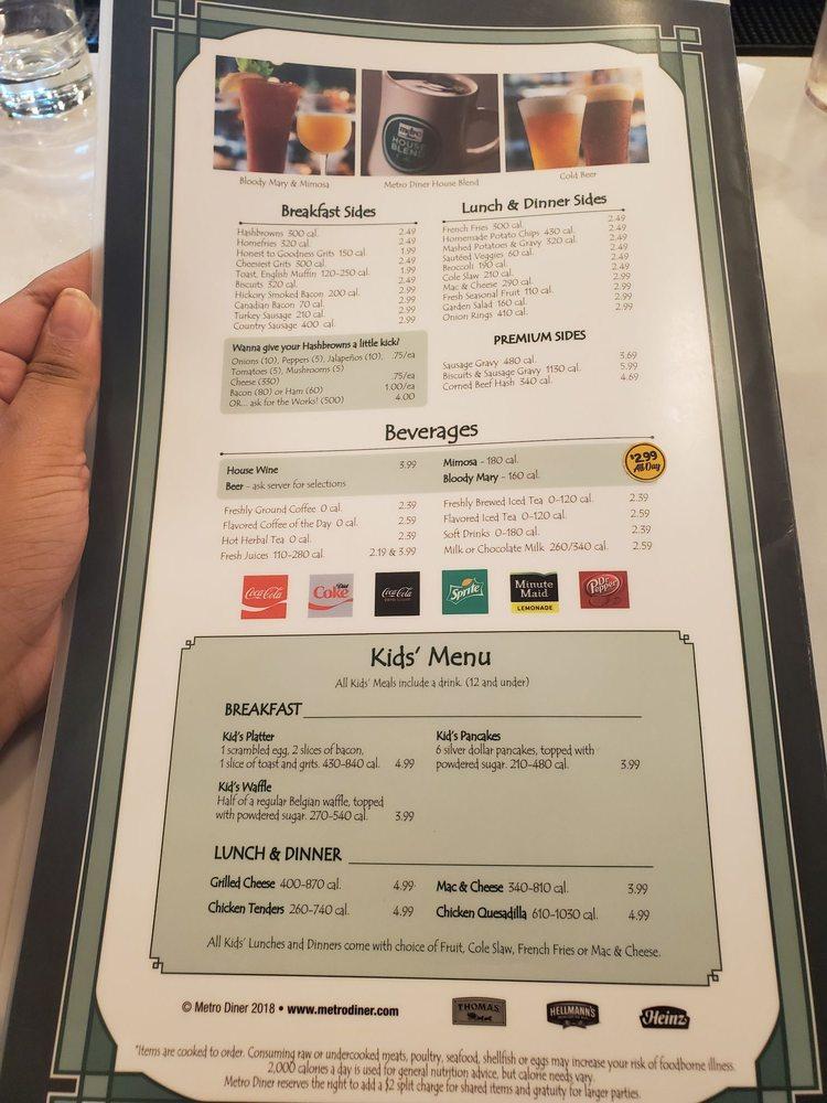 Menu at Metro Diner restaurant, Murfreesboro