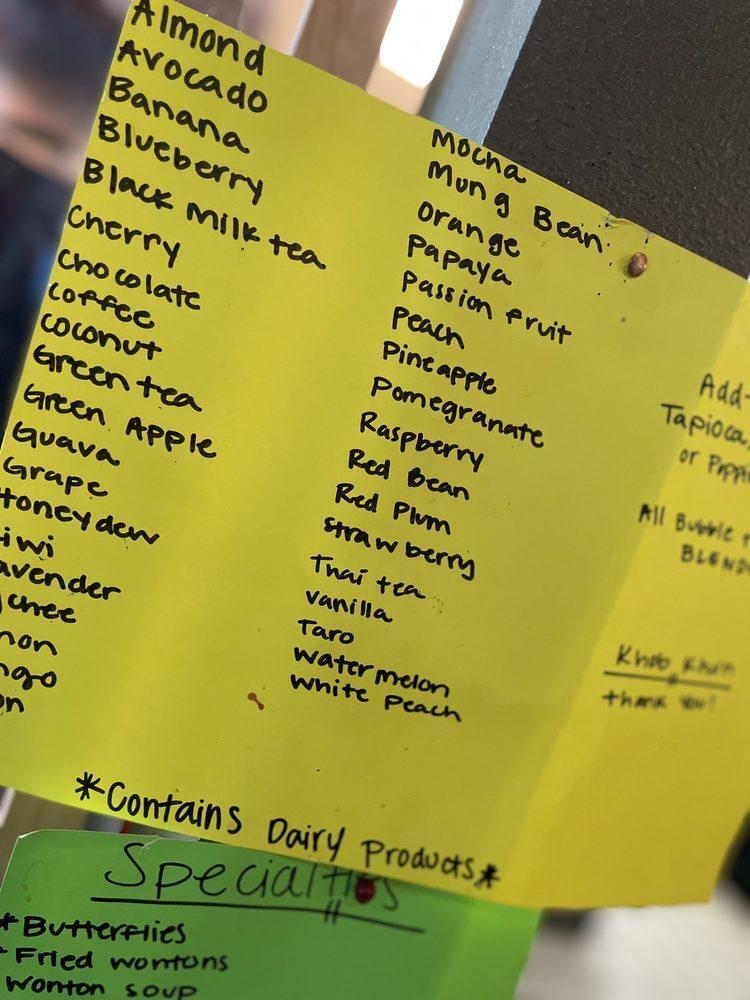 Menu at Noodle Zone/ Thai Go-Pho' restaurant, Pasco