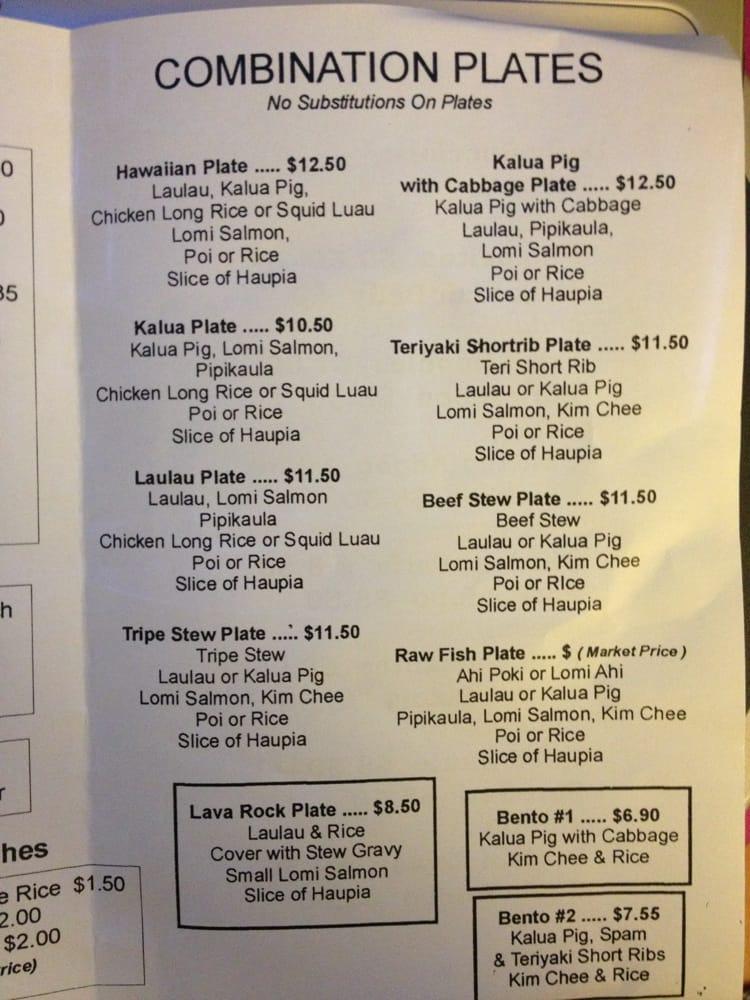 Menu at People's Cafe, Honolulu, Pali Hwy