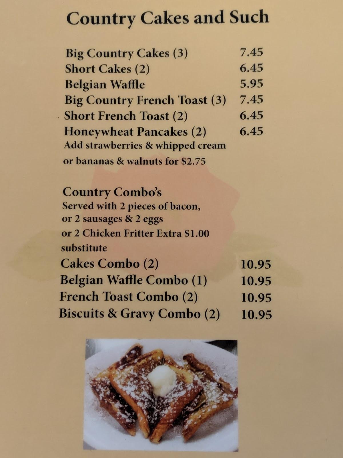 Menu at Country Rose Café cafe, Hollister