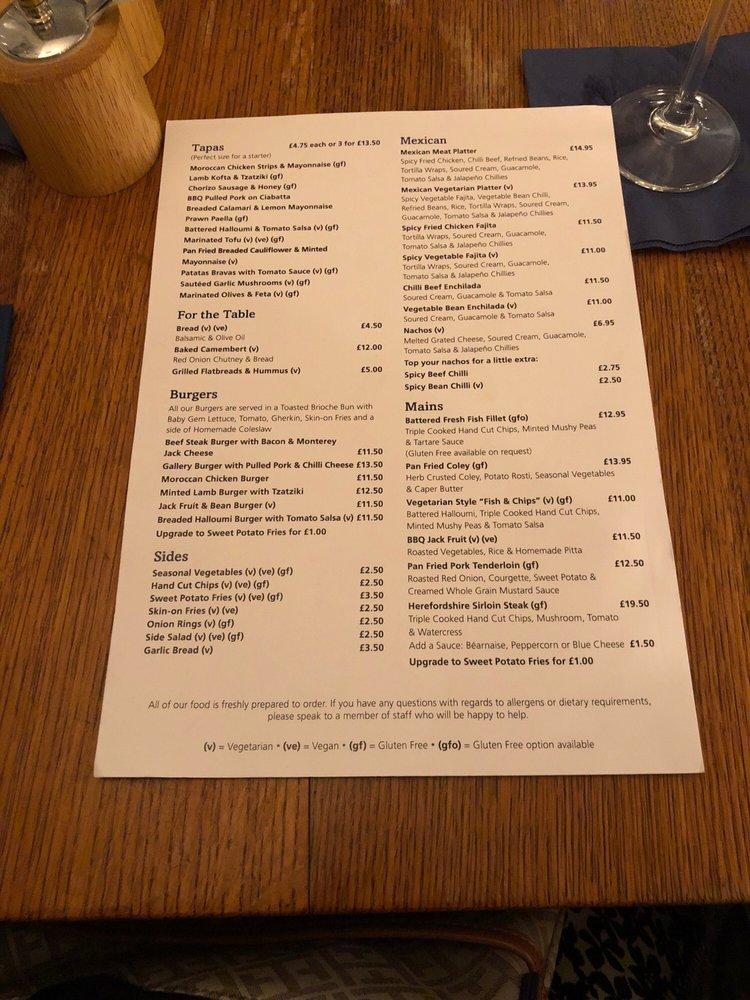 Menu at Gallery 36 pub & bar, Great Malvern, 36 Bellevue Terrace