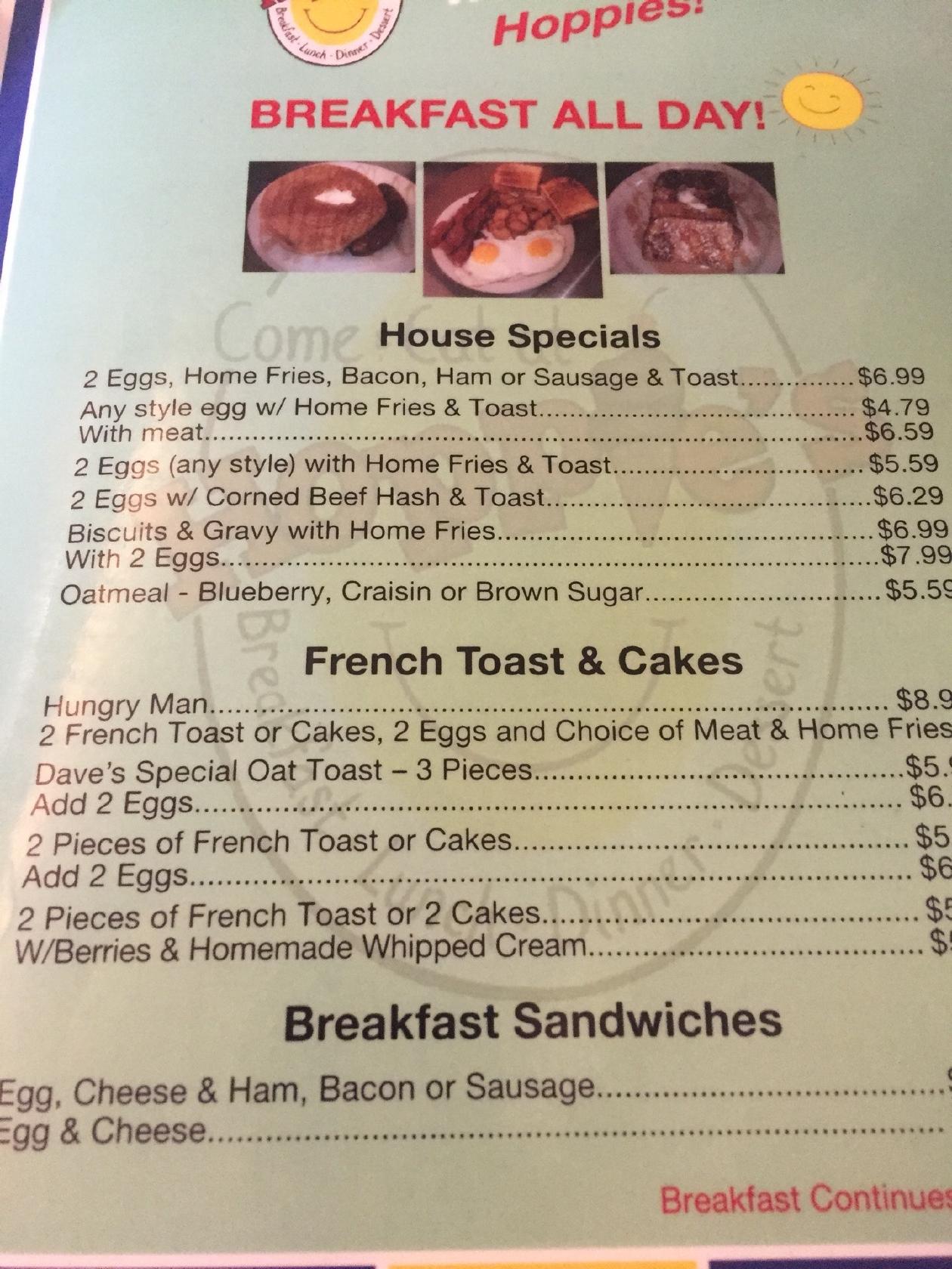 Menu at Hoppies desserts, Oxford