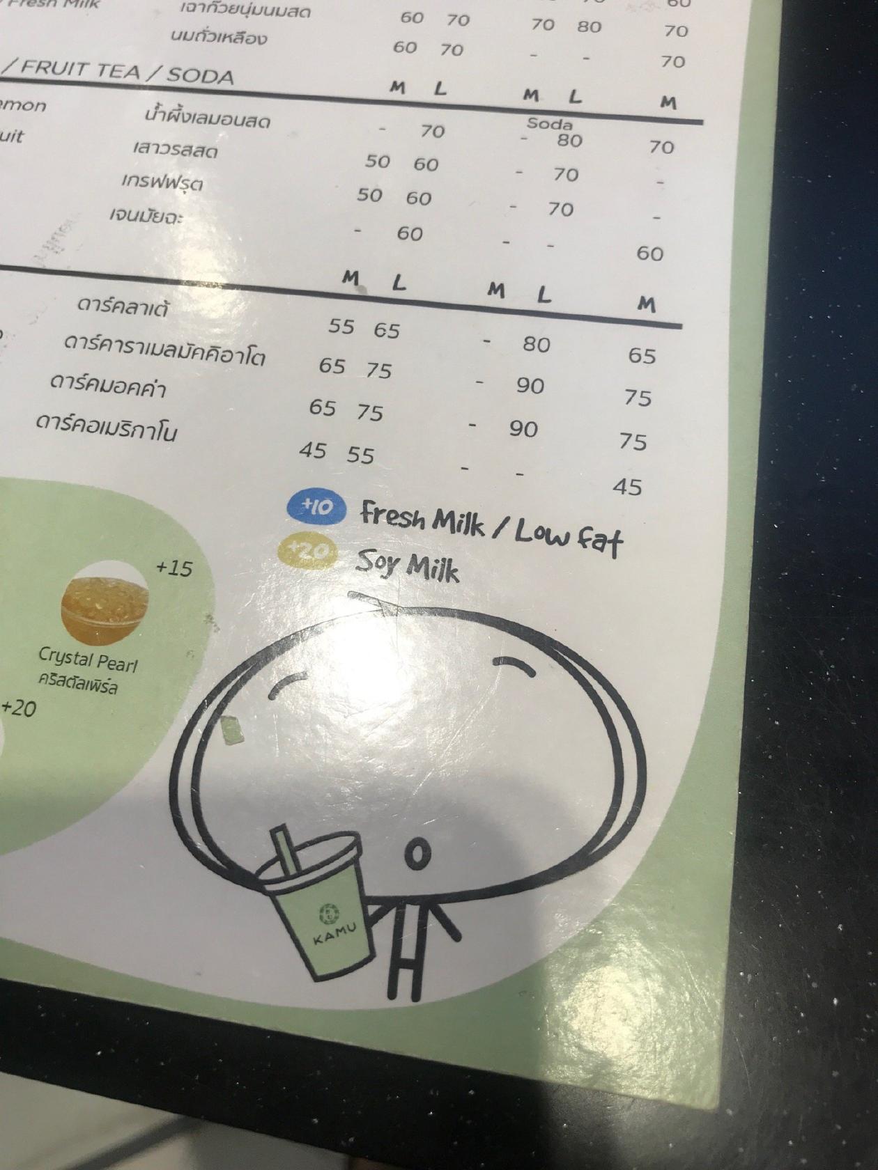 Menu at Kamu Tea Station cafe, Bangkok, All Seasons Place
