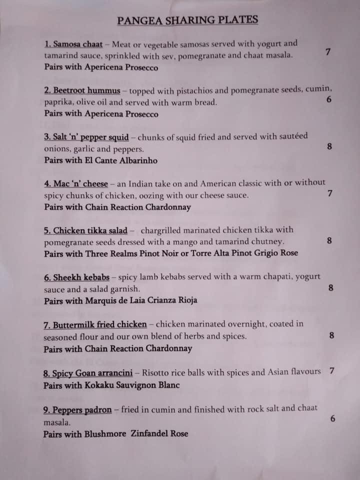 Menu at Pangea Bar Restaurant, Doncaster, 50 High St