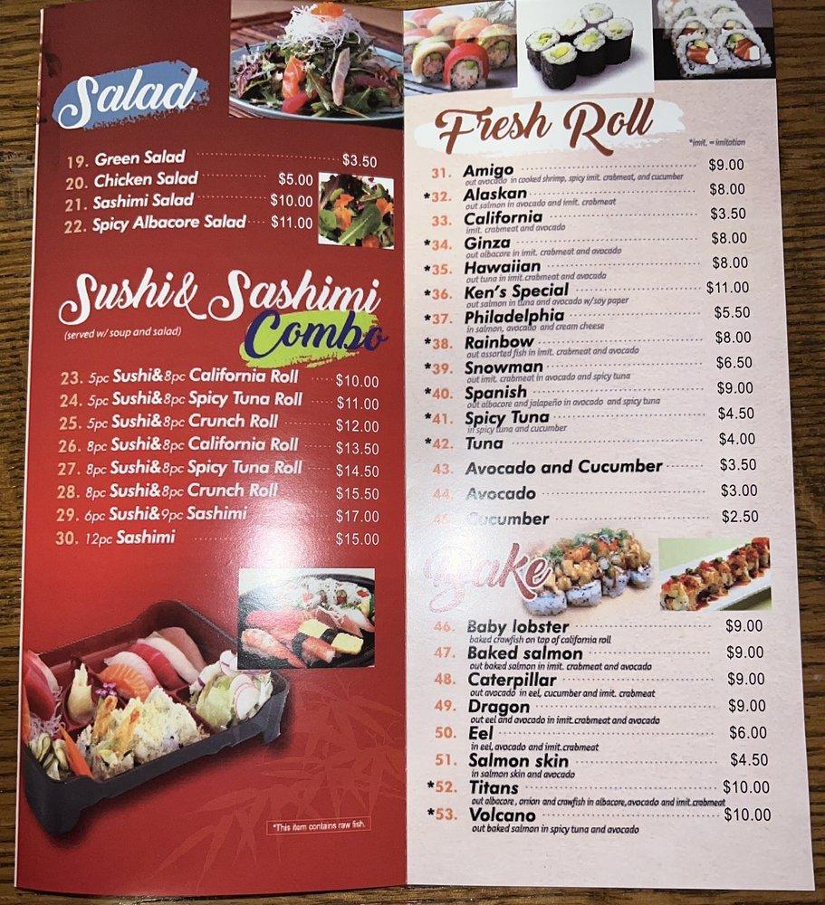 Menu at Roll & Grill restaurant, Fullerton