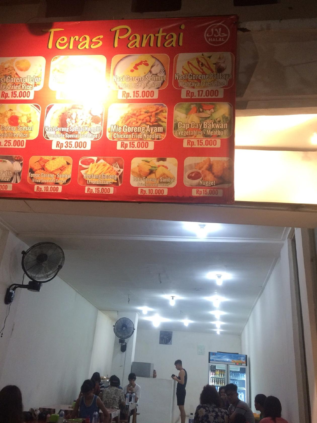 Menu at Teras Pantai restaurant, Kuta