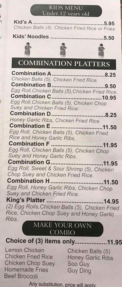 Menu at Wongs House Restaurant, Holyrood, Conception Bay Hwy