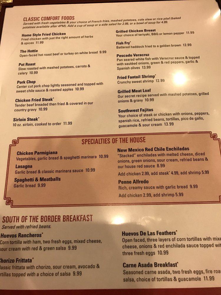 Menu at Feathers Cafe, Laughlin, Aha Macav Pkwy