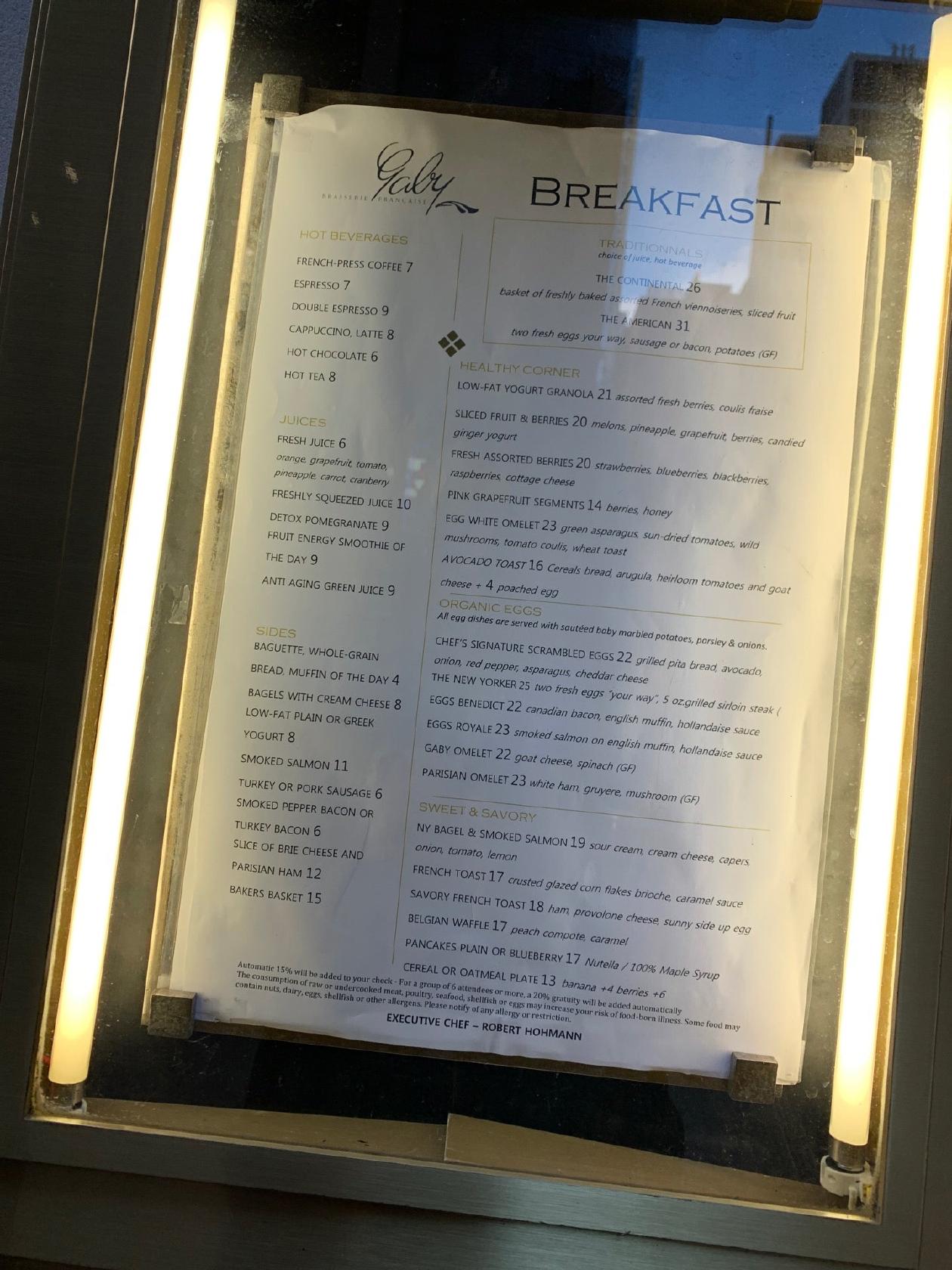 Menu at Gaby pub & bar, West New York