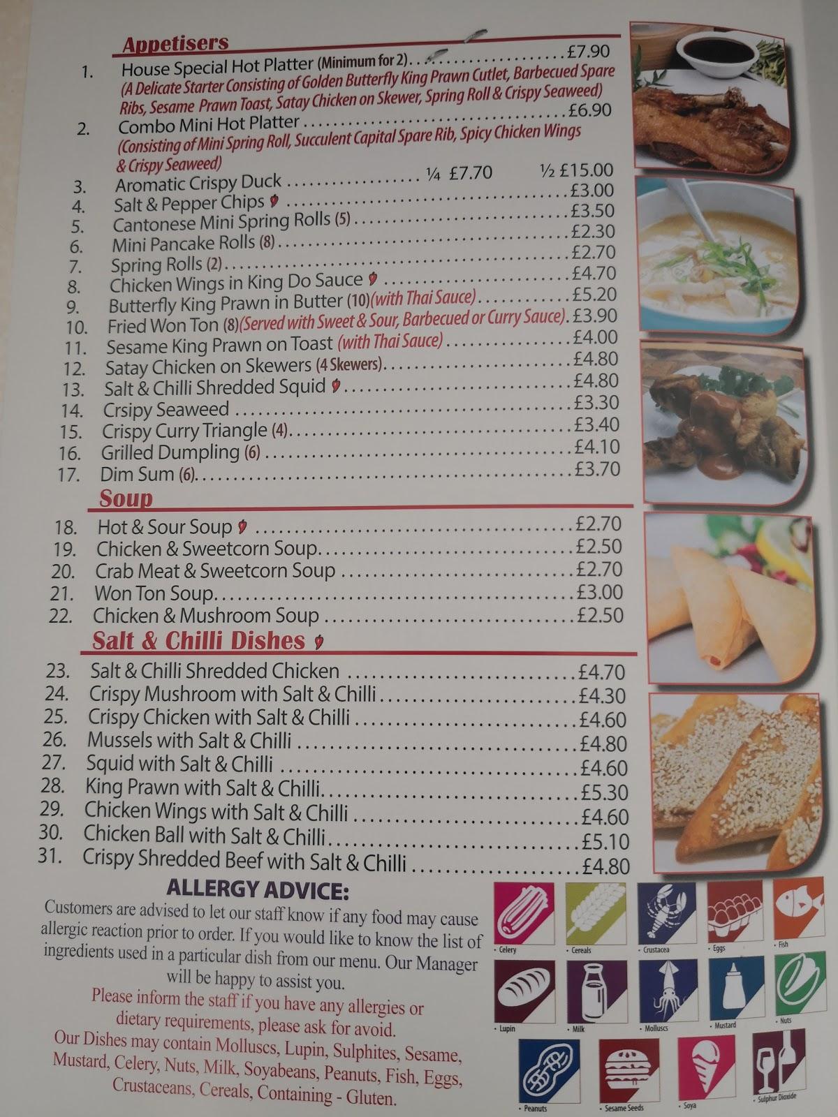 Menu at New Loon Fung restaurant, Sheffield