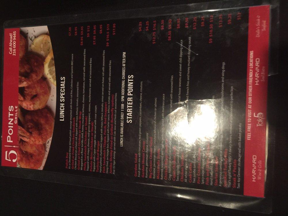 Menu at 5 Points Grille pub & bar, Richmond Heights