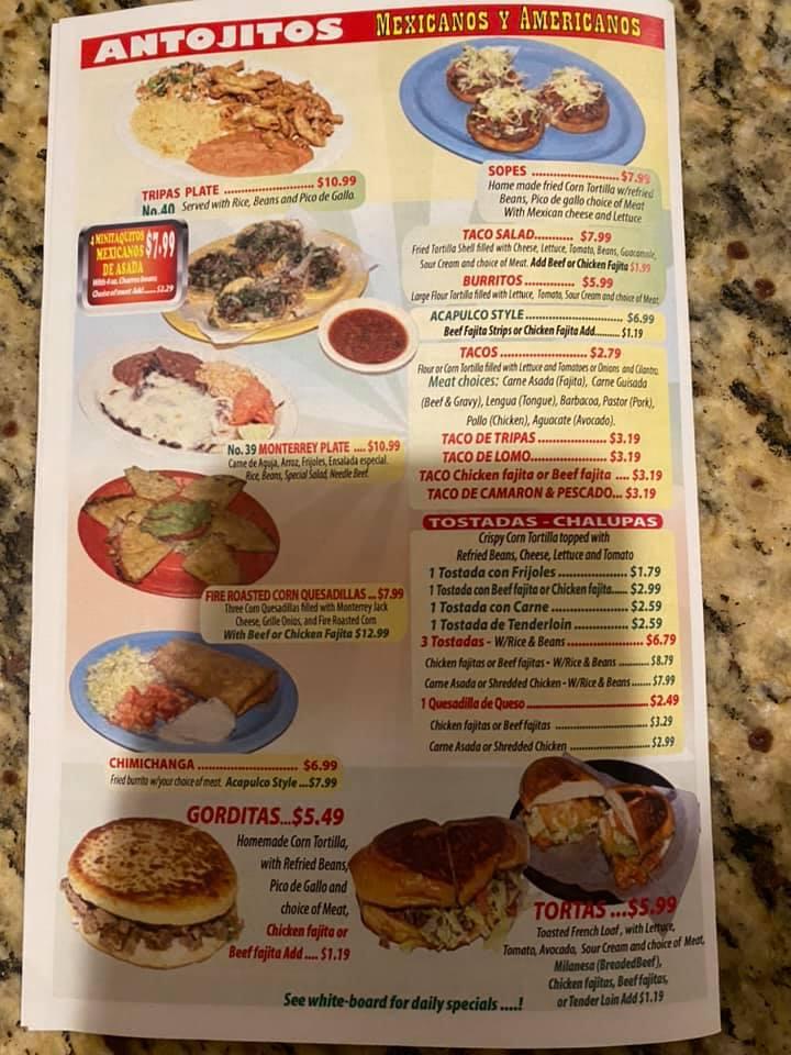 Menu at Acapulco #1 (Airline) restaurant, Corpus Christi, Airline Rd