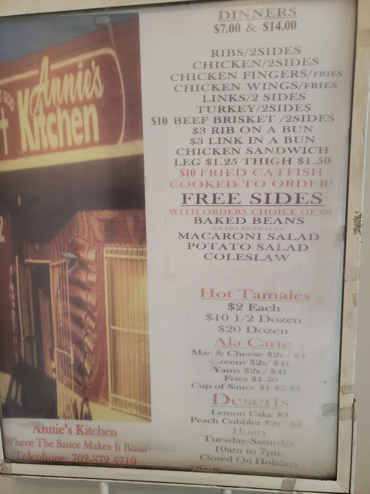 Menu at Annie's Kitchen BBQ, Las Vegas