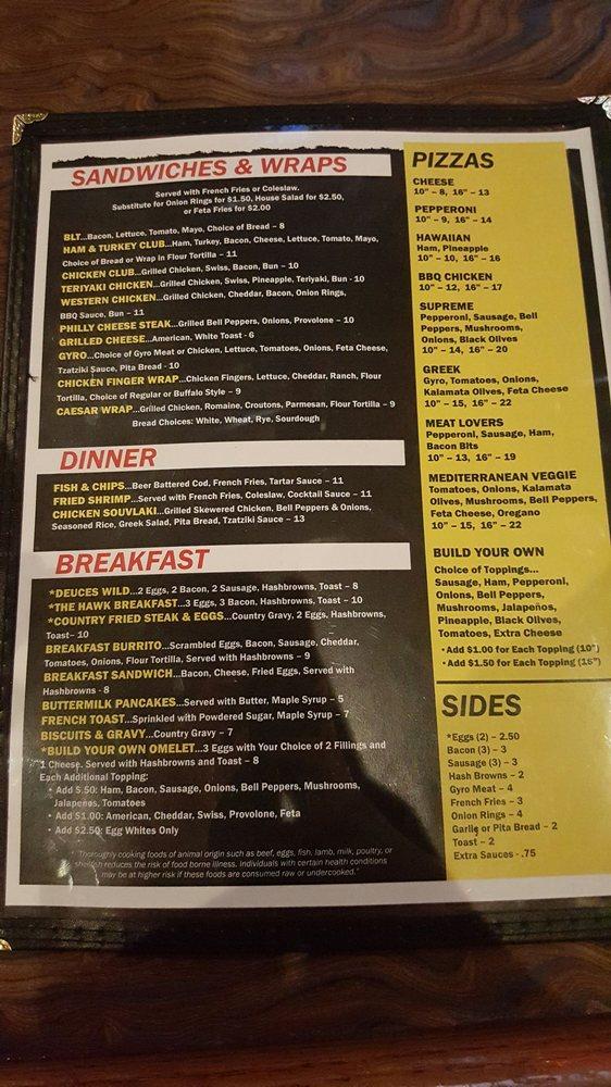 Carta del pub y bar Blue Hawk Tavern, Las Vegas