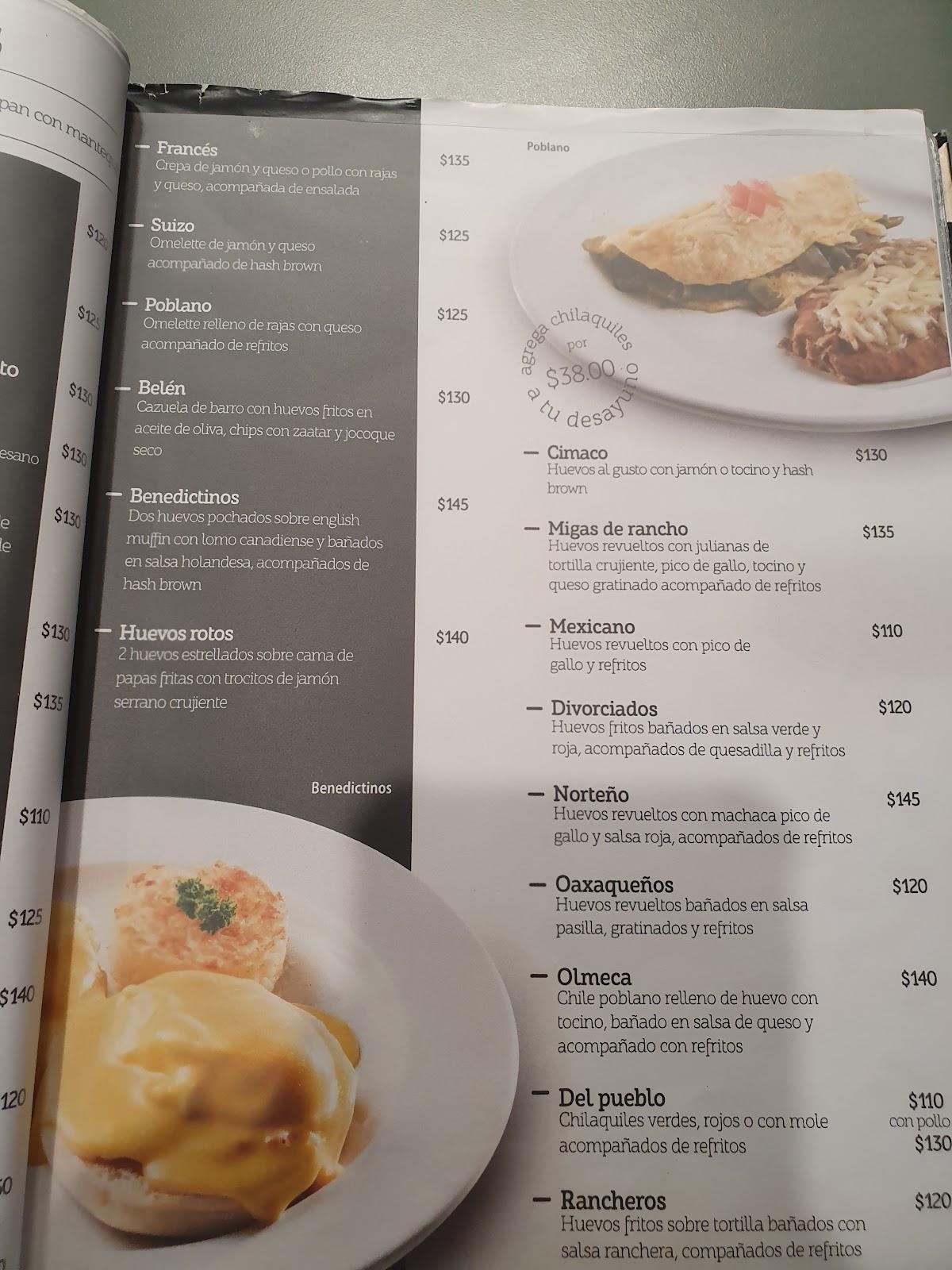 Menu at Cimaco Gourmet restaurant, Culiacán