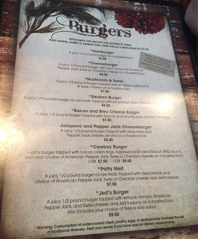 Menu at KNOTTY PINES ON CLAM LAKE restaurant, USA