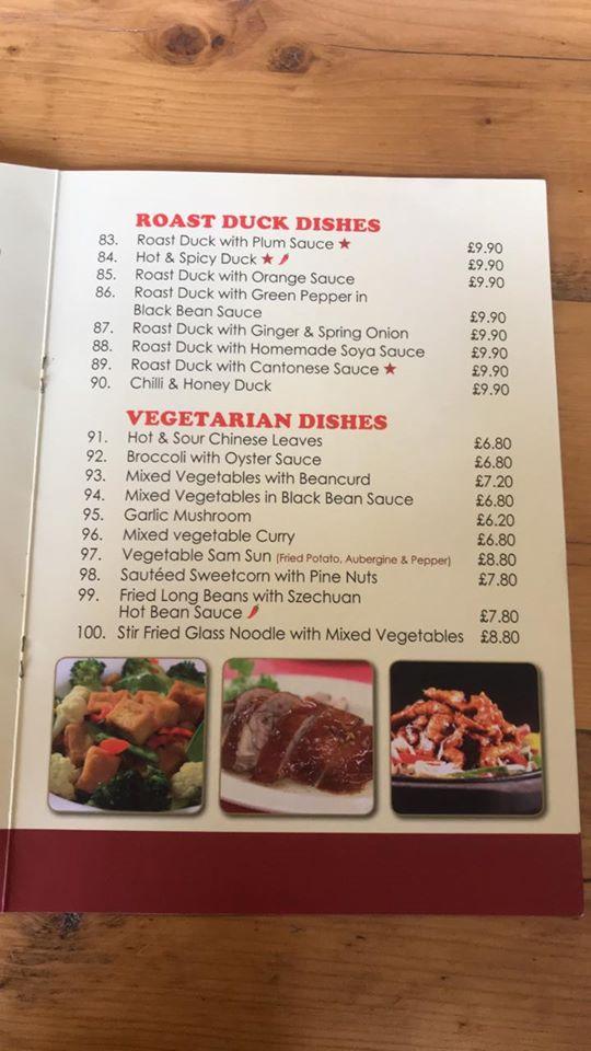Menu at Moon Bay restaurant, Helston, Gweek