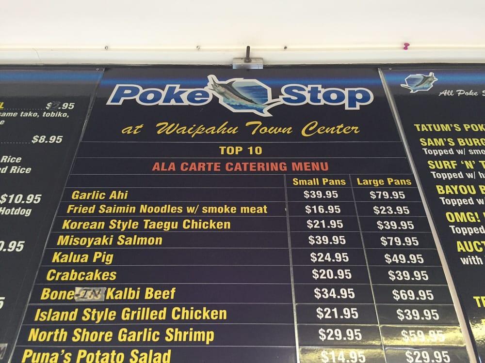 Menu at Poke Stop restaurant, Waipahu