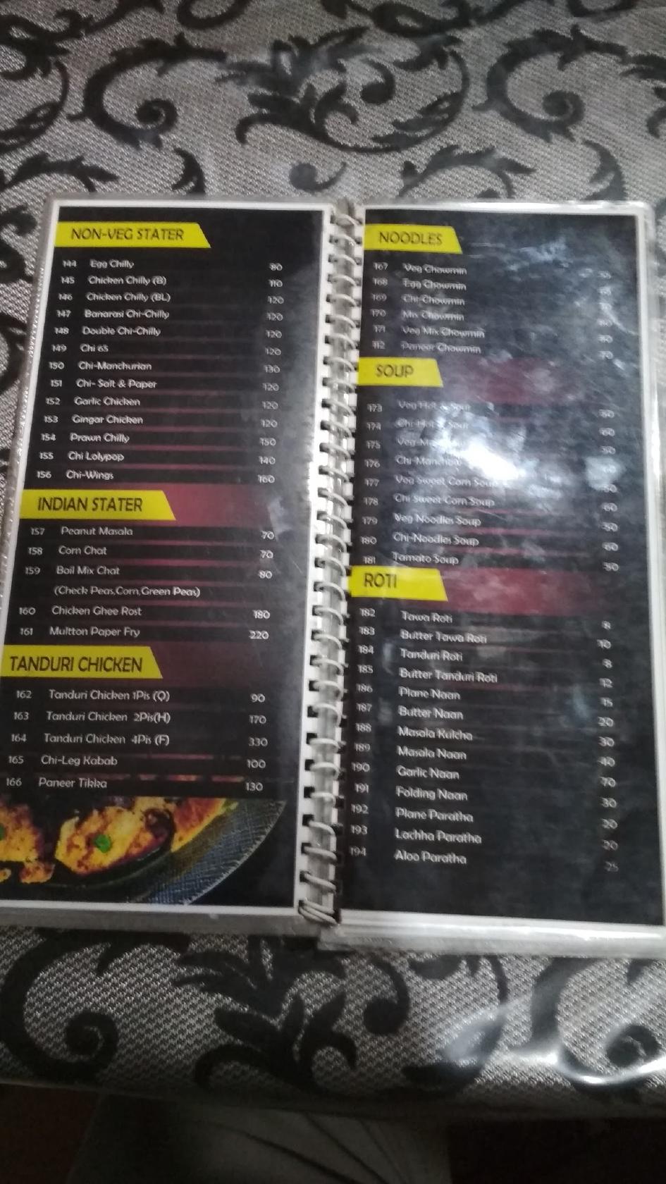 Menu at a hotel highway, Thelkoloi