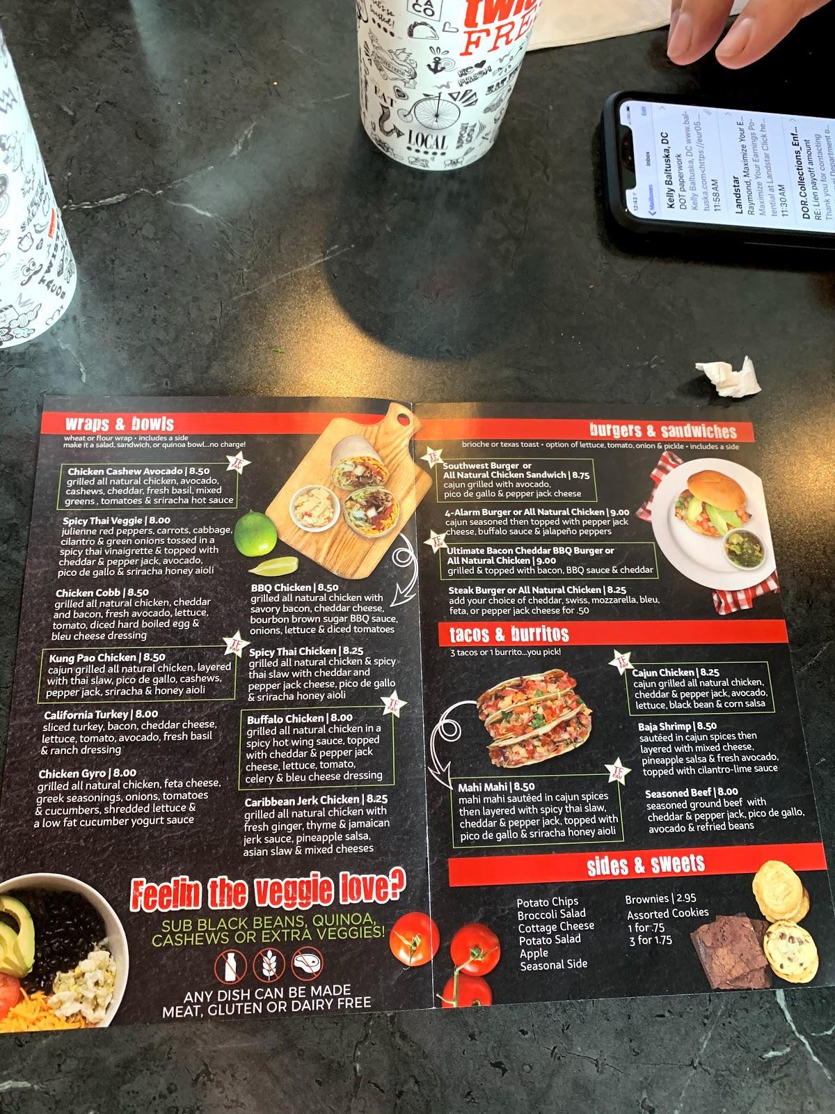 Menu at Twisted Fresh restaurant, Overland Park, W 135th St