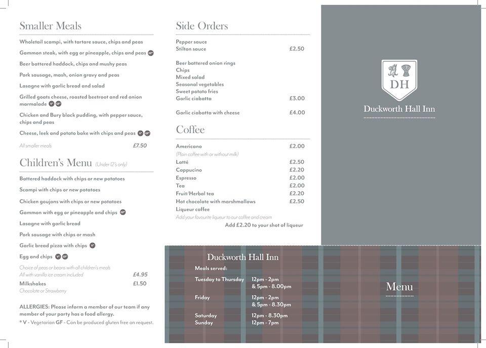 Menu at Duckworth Hall Inn pub & bar, Accrington