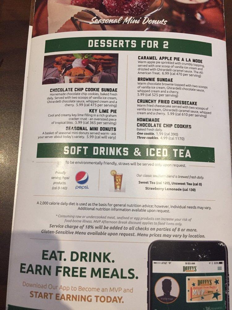 Menu at Duffy's Sports Grill pub & bar, Sarasota